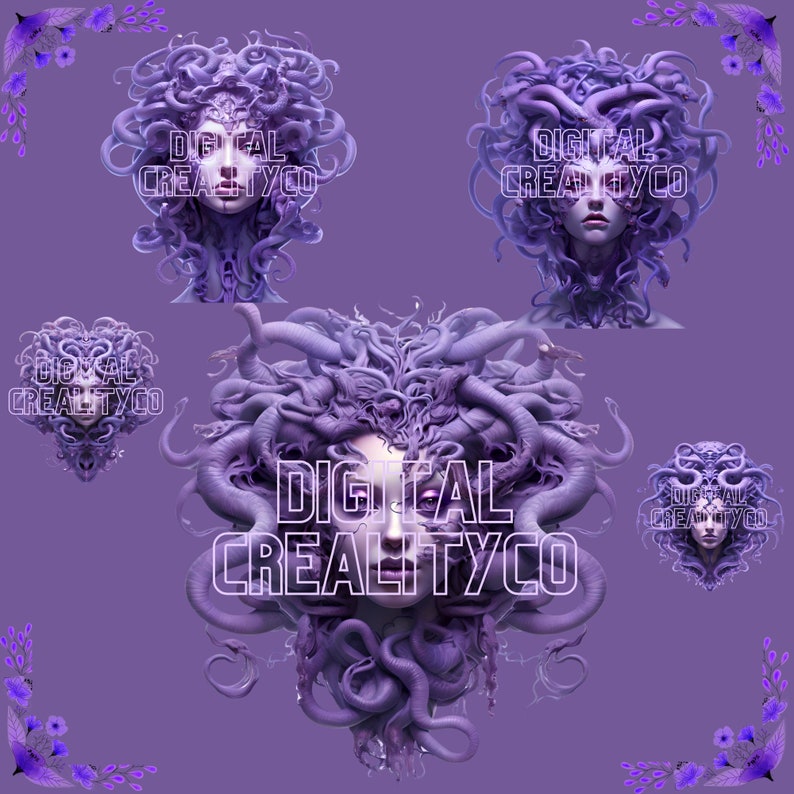 Greek Mythology Purple Medusa Gorgon Bundle 20 PNG Files - Etsy