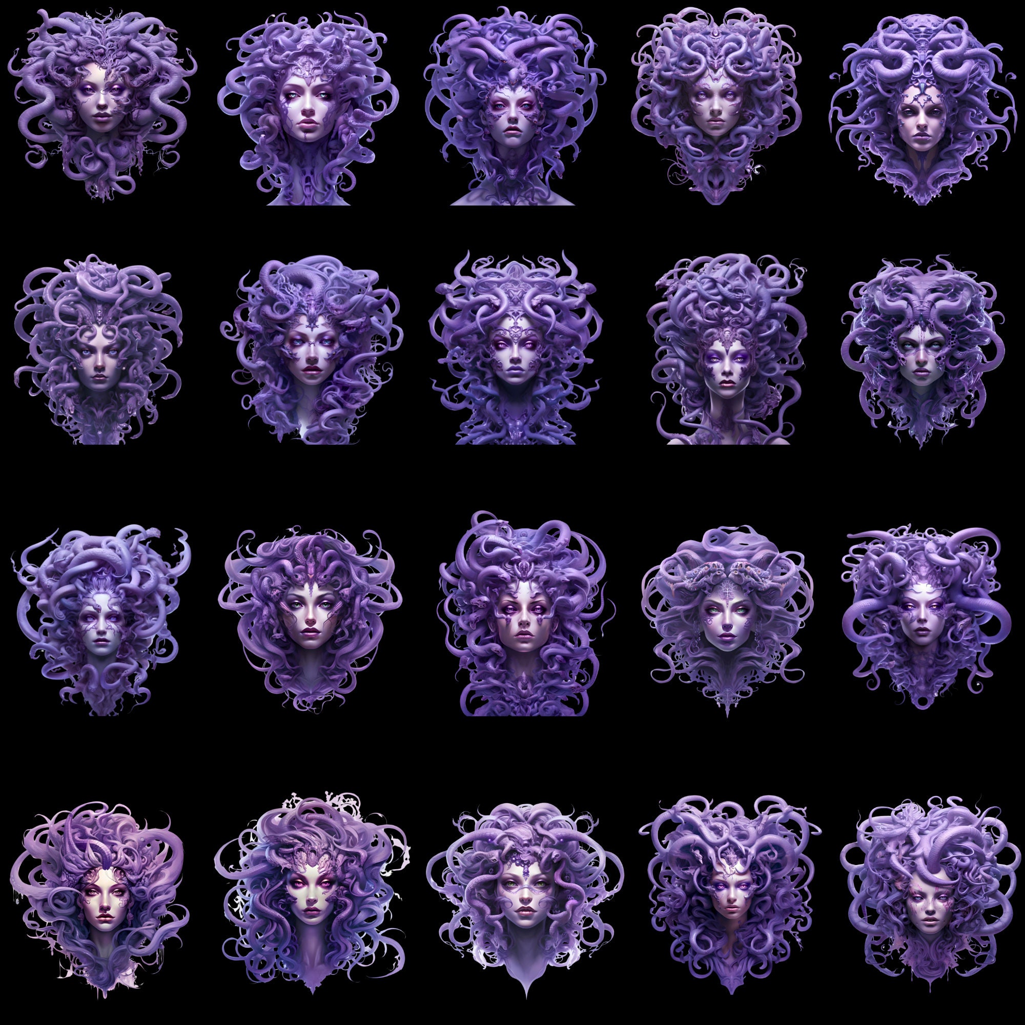 Greek Mythology Purple Medusa Gorgon Bundle 20 PNG Files - Etsy