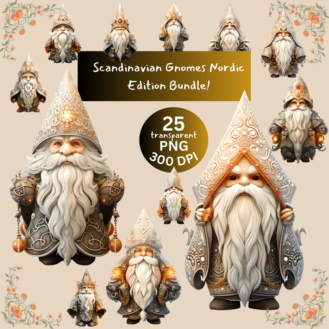 Scandinavian Gnomes Nordic Edition Digital Clipart 25 PNG Bundle! - Etsy
