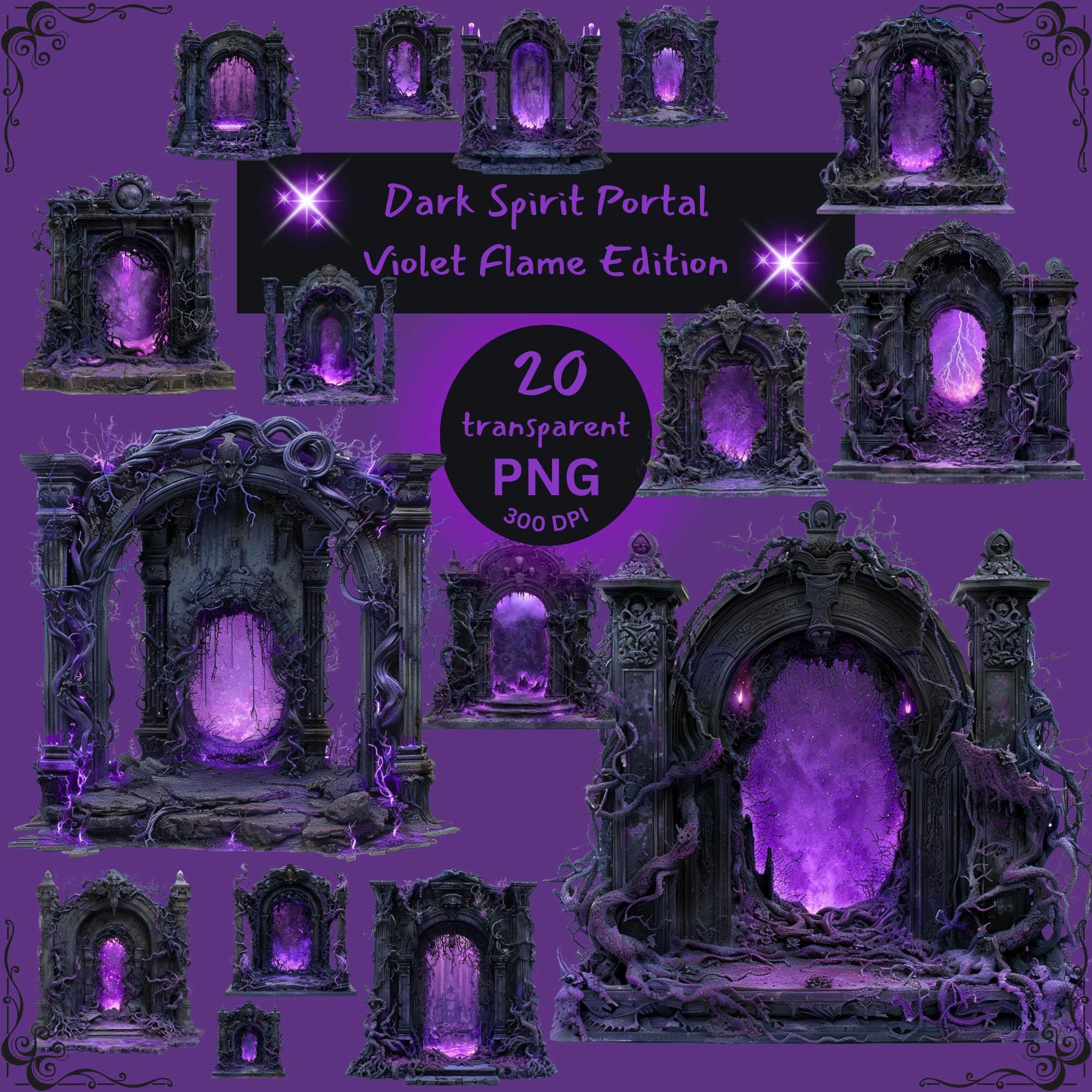 Dark Spirit Portal Clipart Bundle Violet Flame Edition! - Etsy