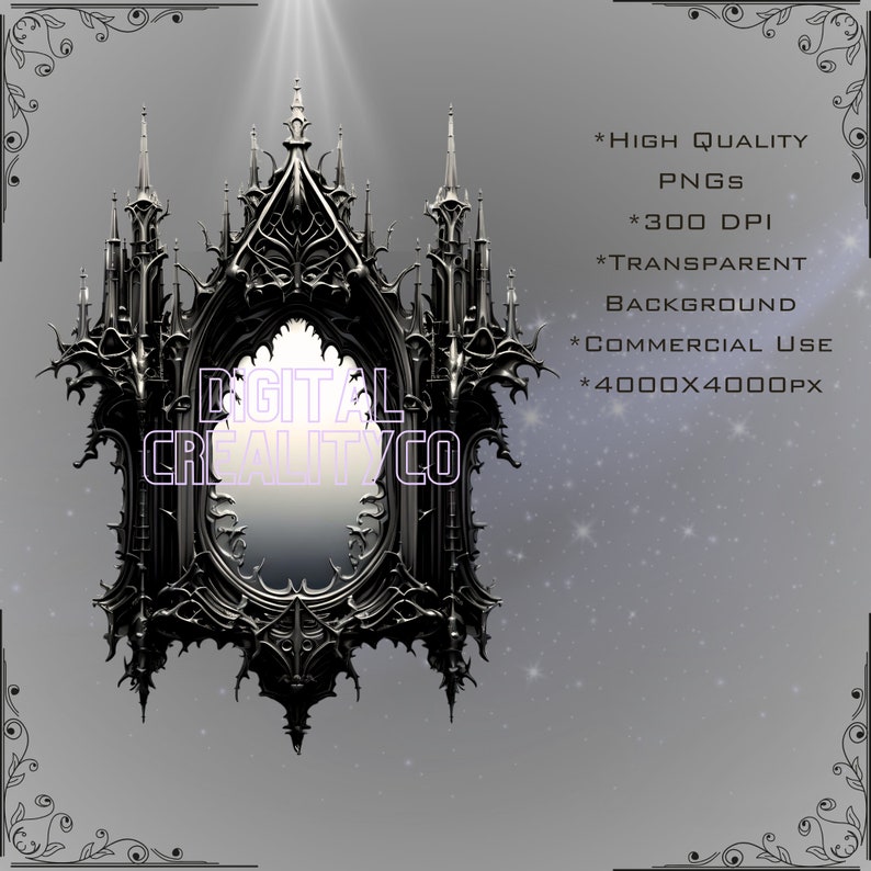 Black Gothic Mirrors Darkness Edition Bundle Digital PNG Files - Etsy