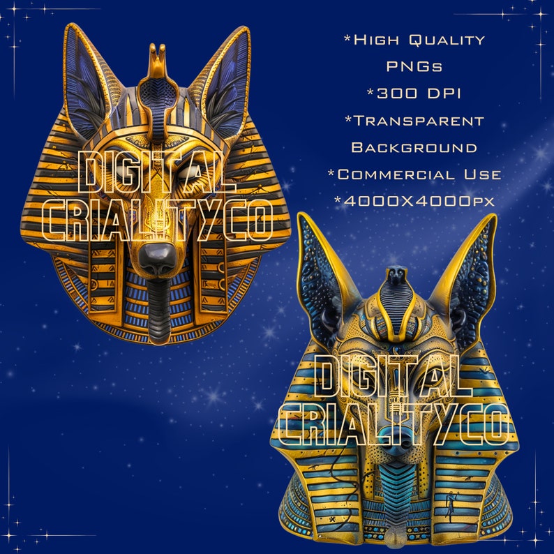 Egyptian Anubis GOD Clipart Bundle Blue Golden Edition! - Etsy