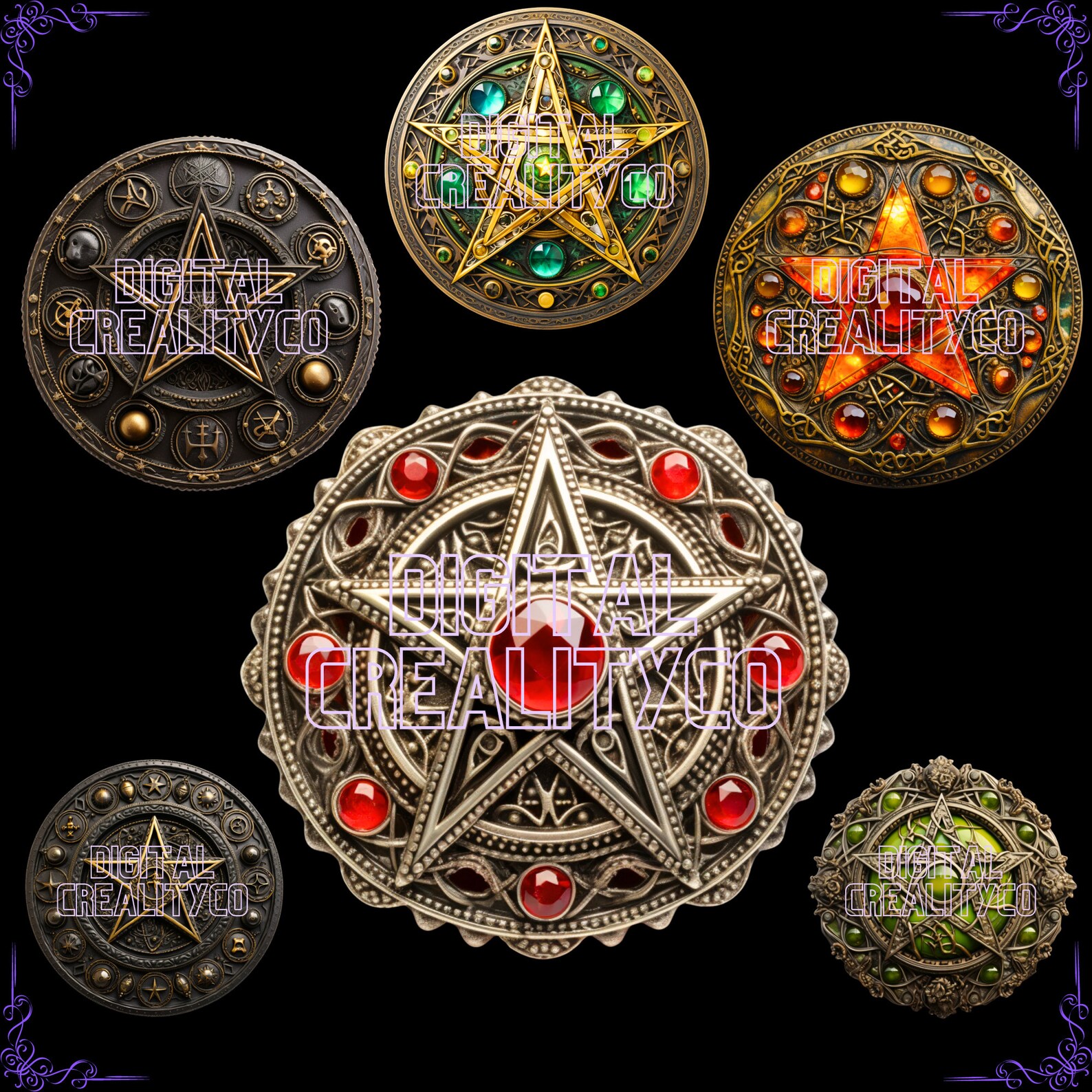Witchcraft Pentacle Clipart Bundle Bronze Edition - Etsy