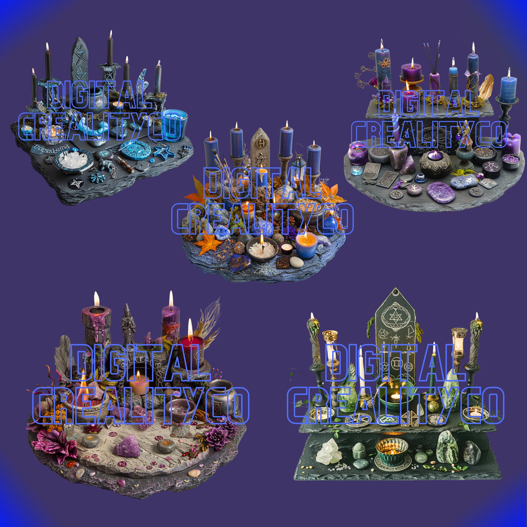 Elemental Witchcraft Altar Clipart Bundle Black Stoned Edition - Etsy