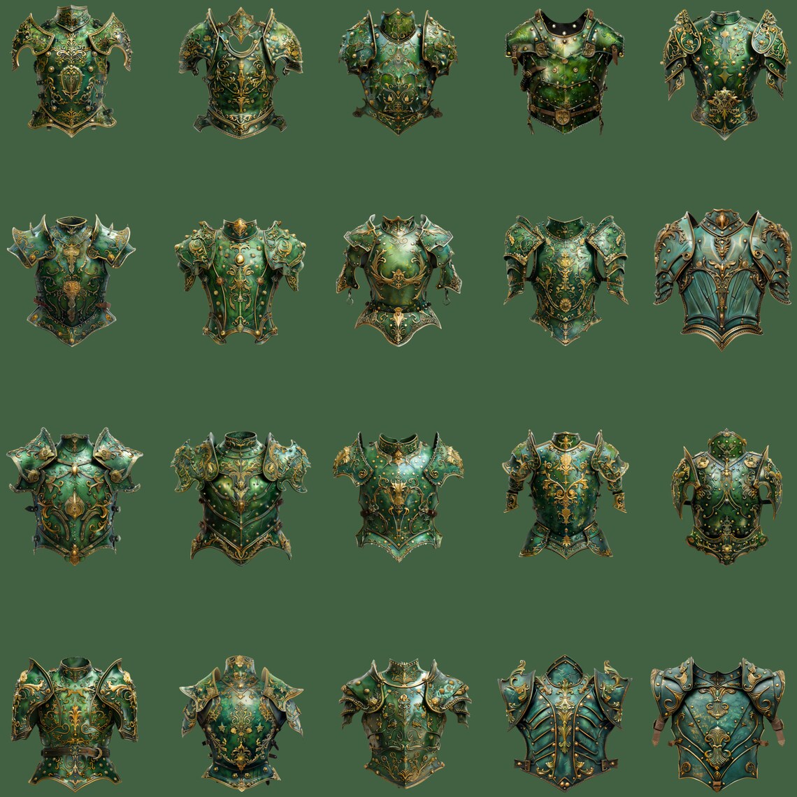 Guard of Valor Breastplate Clipart Bundle Emerald Armor Edition! - Etsy