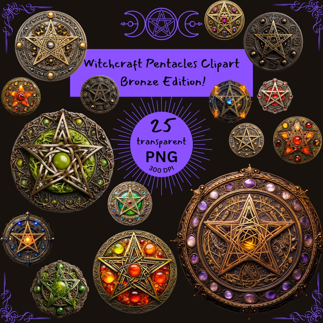 Witchcraft Pentacle Clipart Bundle Bronze Edition - Etsy
