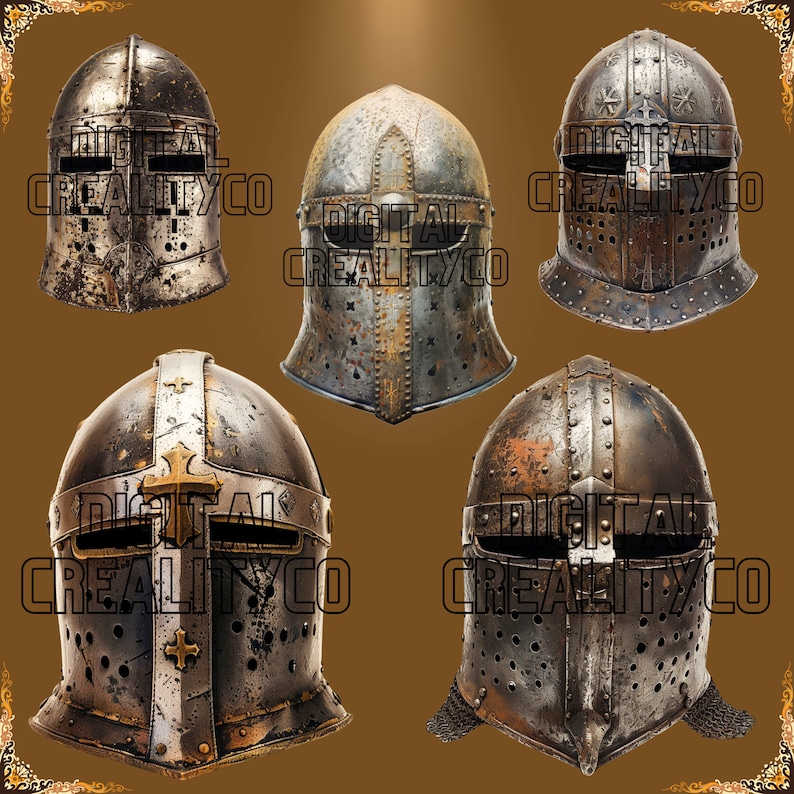 Knight Templar Helmet Clipart Bundle 13 Century Crusader Edition! - Etsy