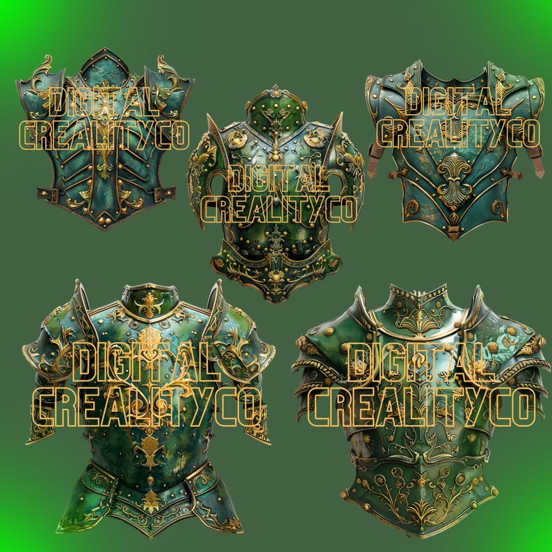 Guard of Valor Breastplate Clipart Bundle Emerald Armor Edition! - Etsy