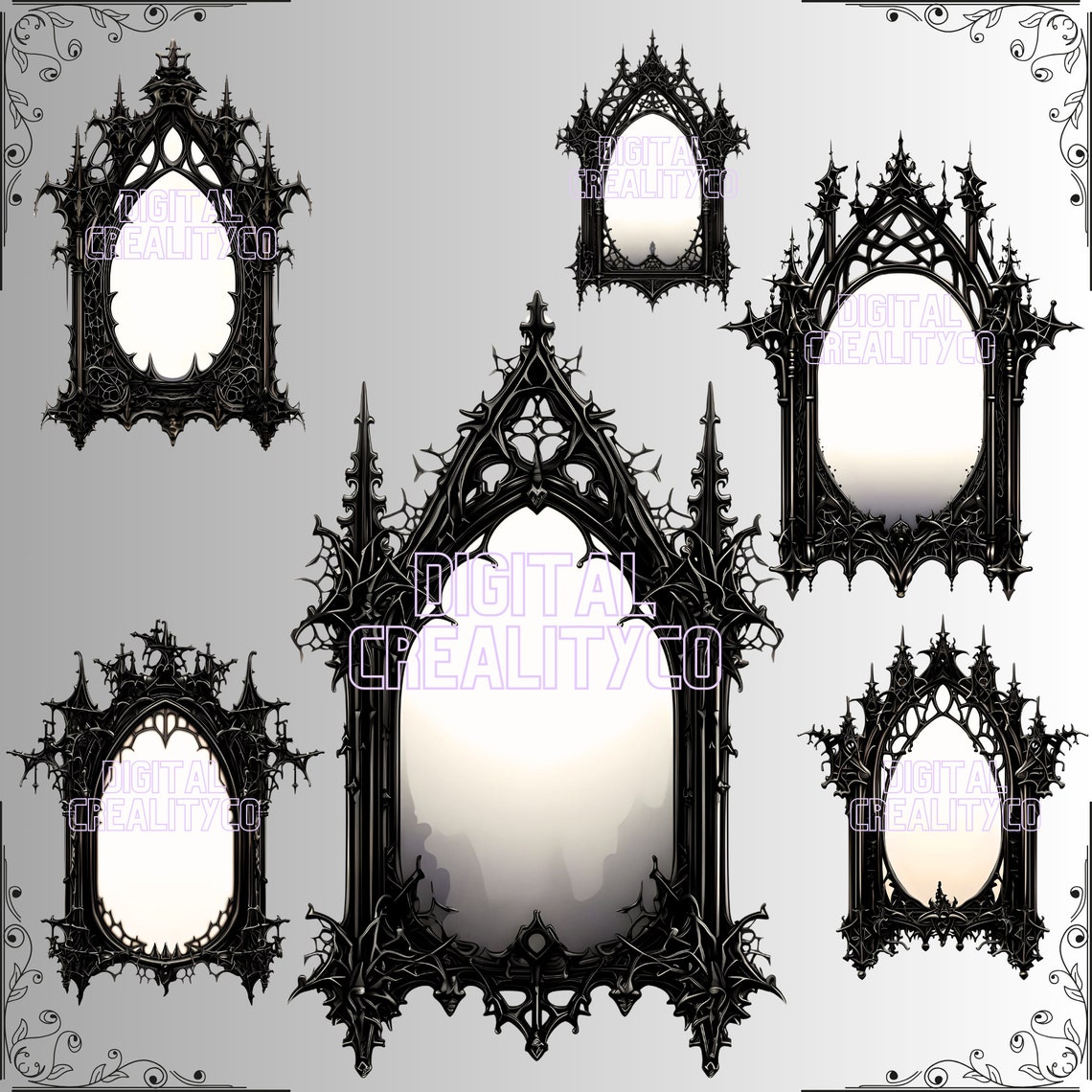 Black Gothic Mirrors Darkness Edition Bundle Digital PNG Files - Etsy