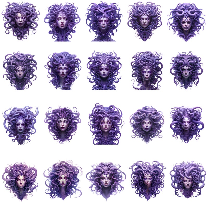 Greek Mythology Purple Medusa Gorgon Bundle 20 PNG Files - Etsy