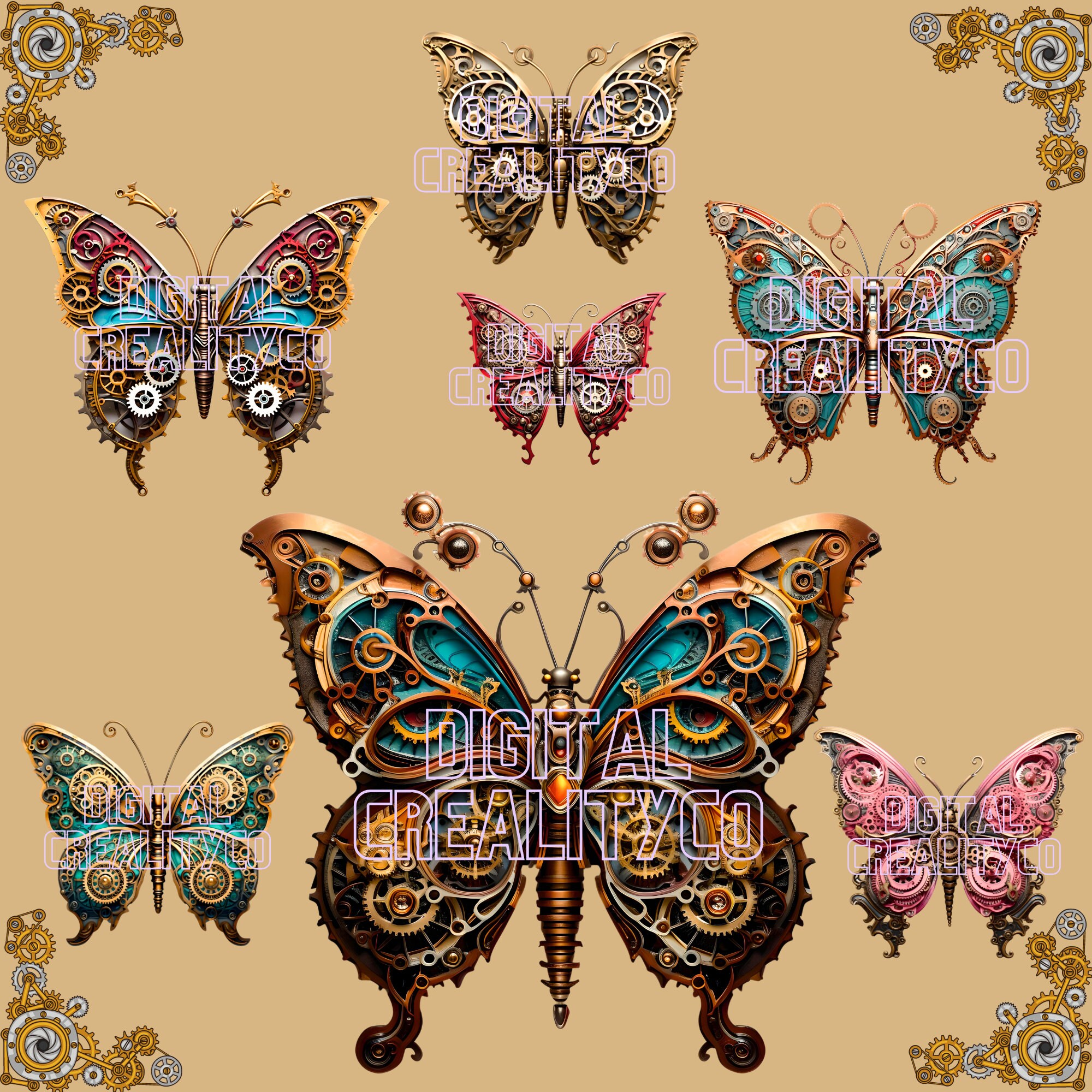 Steampunk Butterfly Clipart Brass Edition! - Etsy