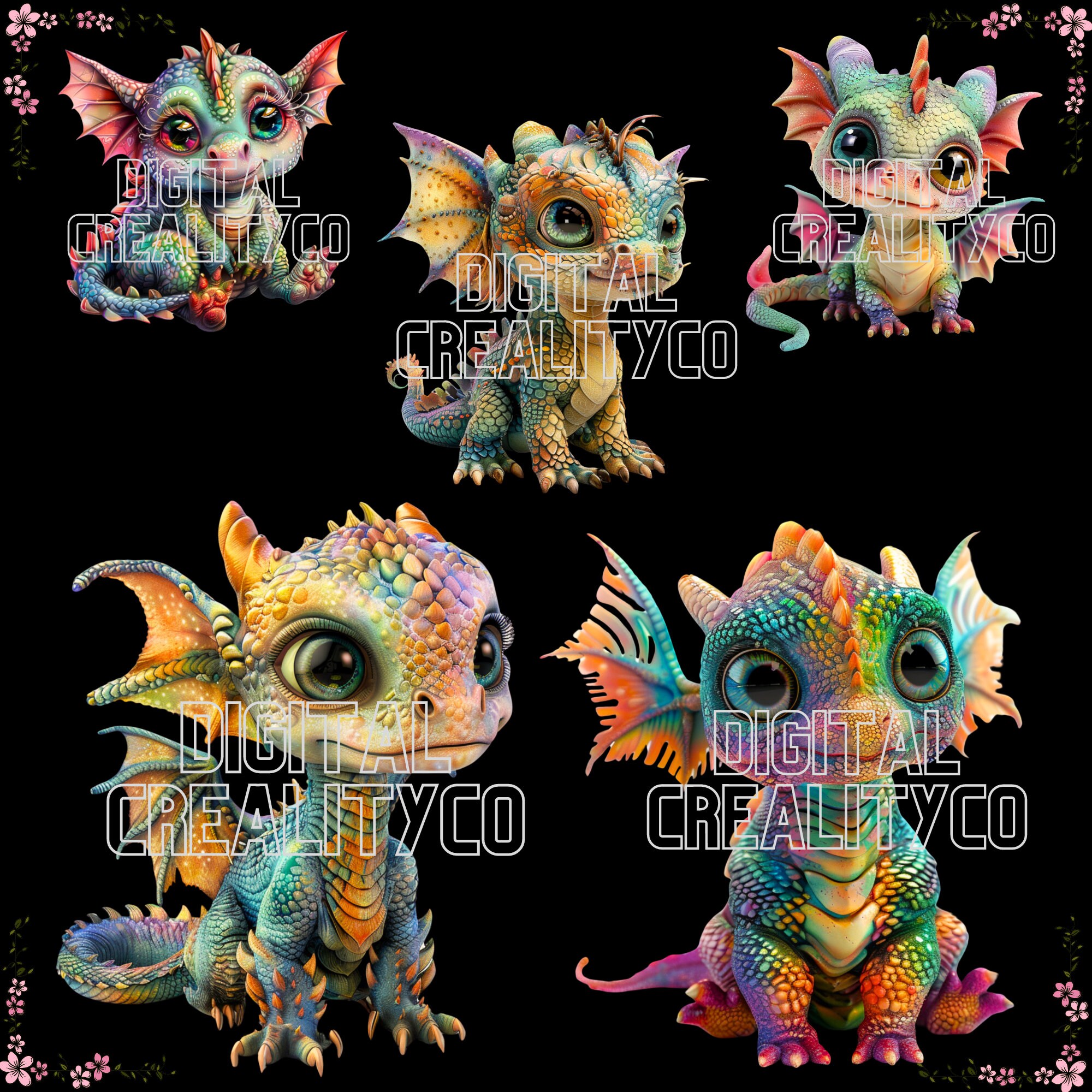 Glimmer Baby Dragon Clipart Bundle Fantasy Edition! - Etsy