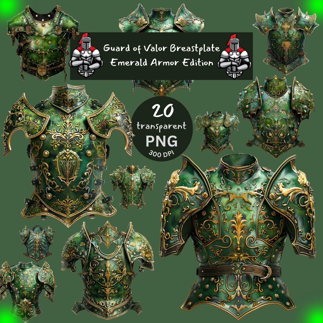 Guard of Valor Breastplate Clipart Bundle Emerald Armor Edition! - Etsy
