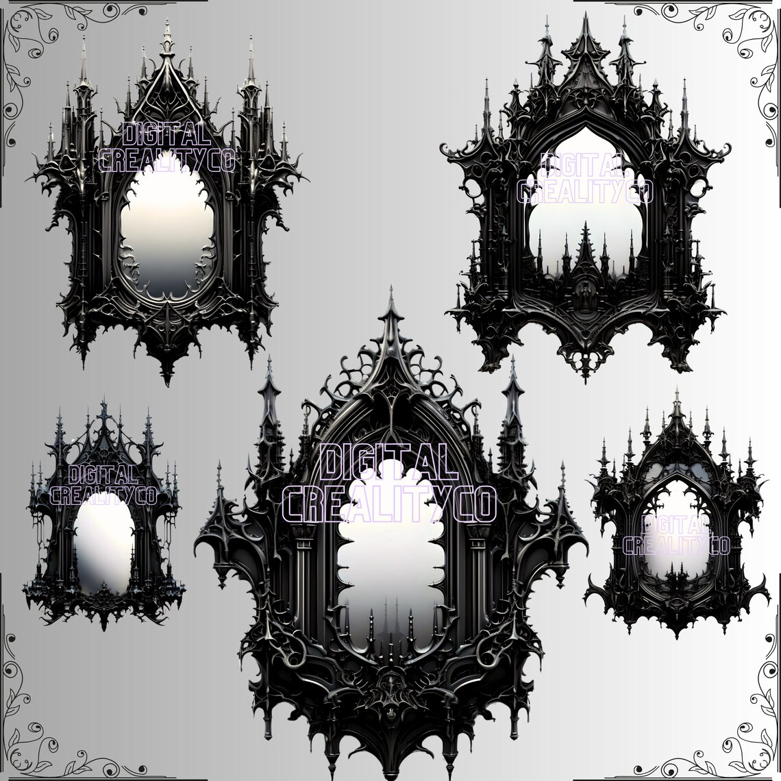 Black Gothic Mirrors Darkness Edition Bundle Digital PNG Files - Etsy