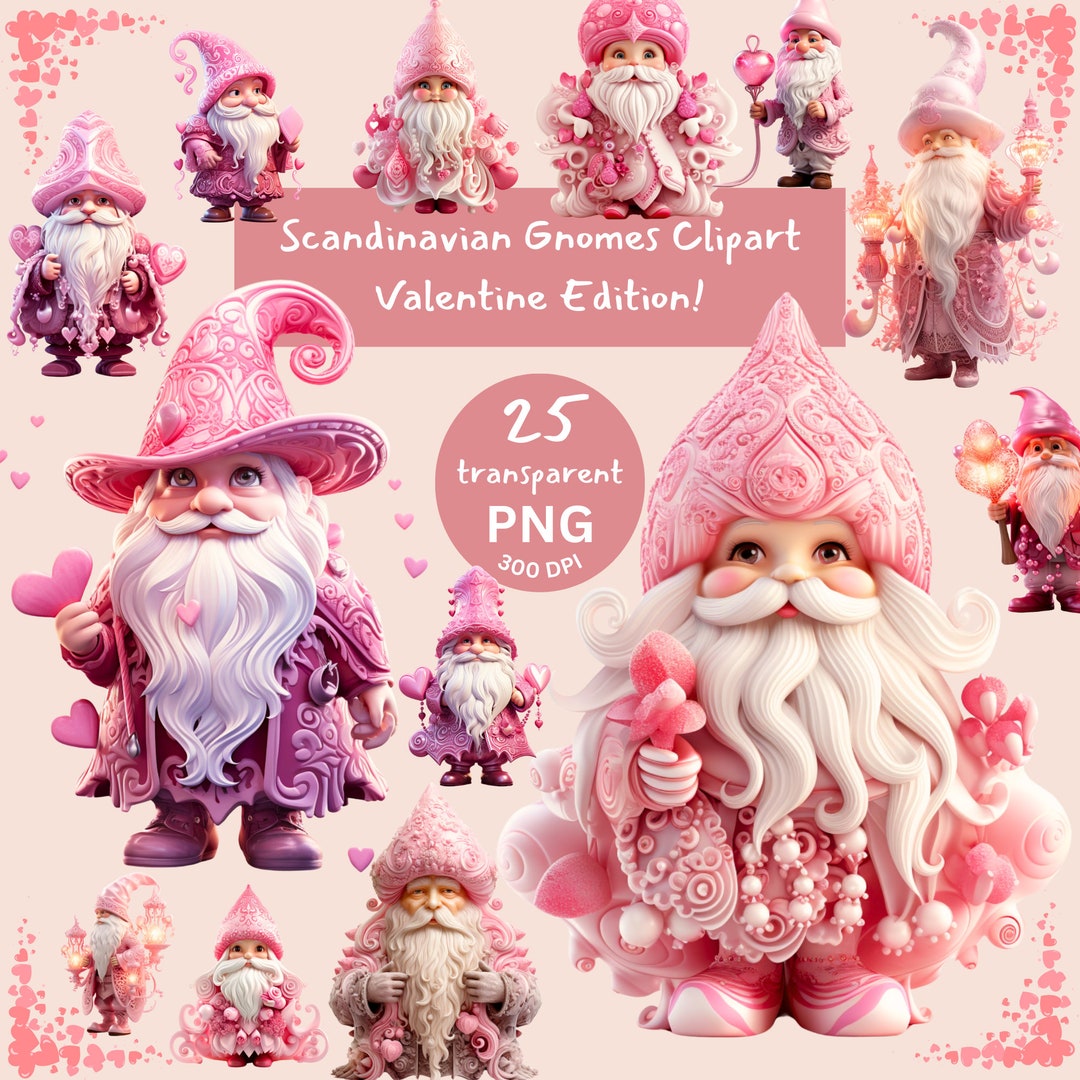 Scandinavian Gnomes Clipart Bundle! Valentine Edition - Etsy