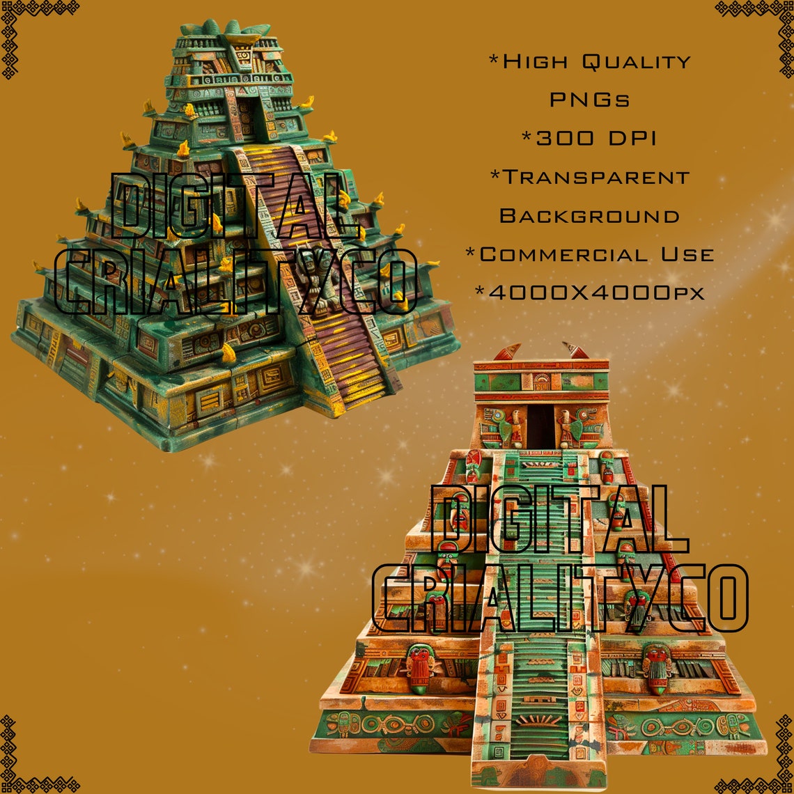 Aztec Mexican Pyramid Clipart Bundle Santa Cecilia Edition - Etsy