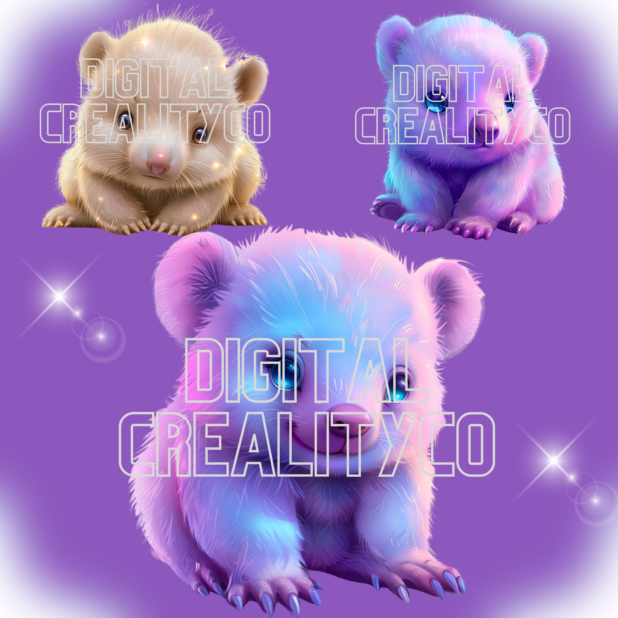 Fluffy Baby Wombat Clipart Bundle Fantasy Glow Edition! - Etsy