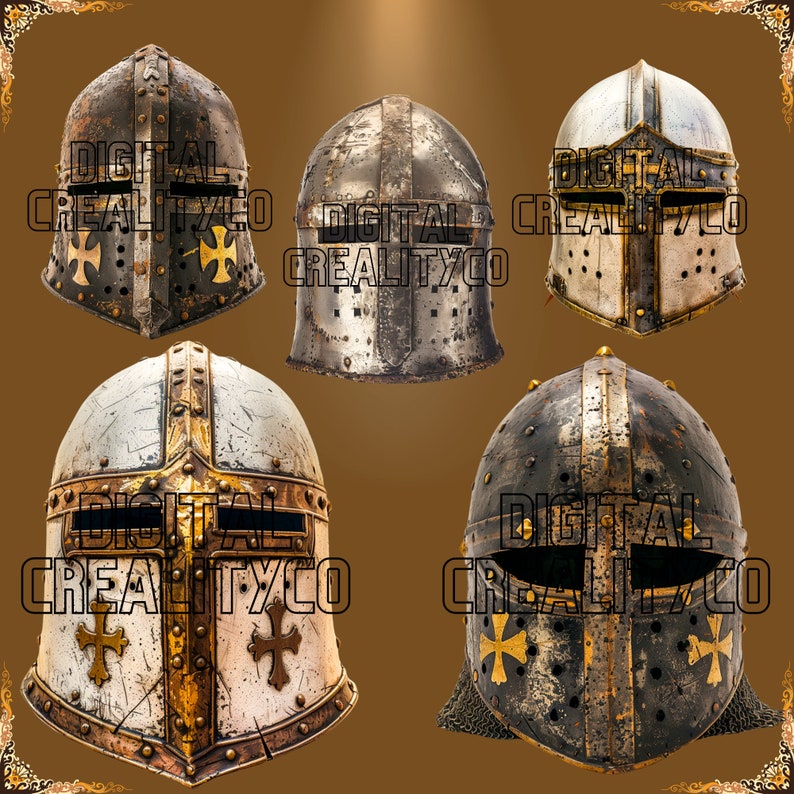Knight Templar Helmet Clipart Bundle 13 Century Crusader Edition! - Etsy