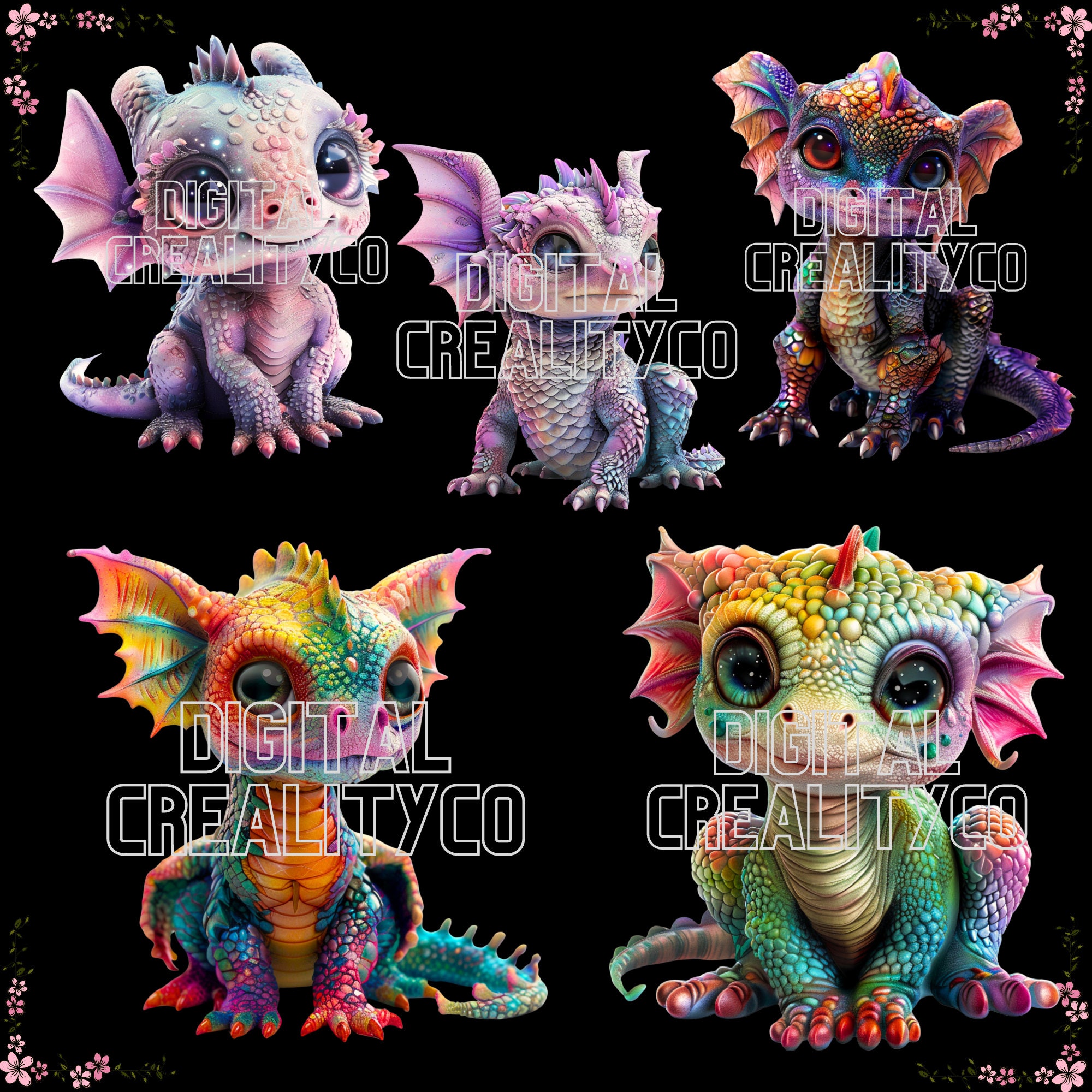 Glimmer Baby Dragon Clipart Bundle Fantasy Edition! - Etsy