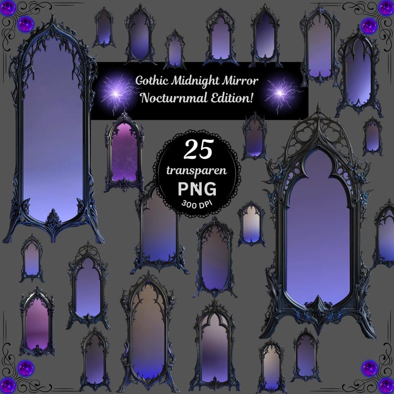 Gothic Midnight Mirror Clipart Bundle Nocturnal Edition! - Etsy