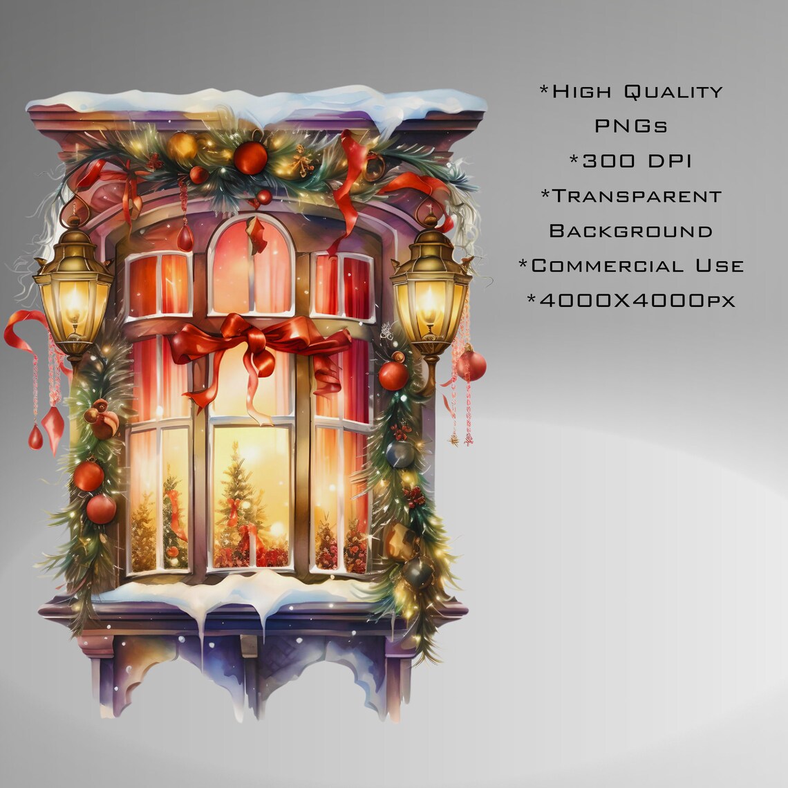 Watercolor Enchanted Christmas Windows Bundle Digital Clipart - Etsy