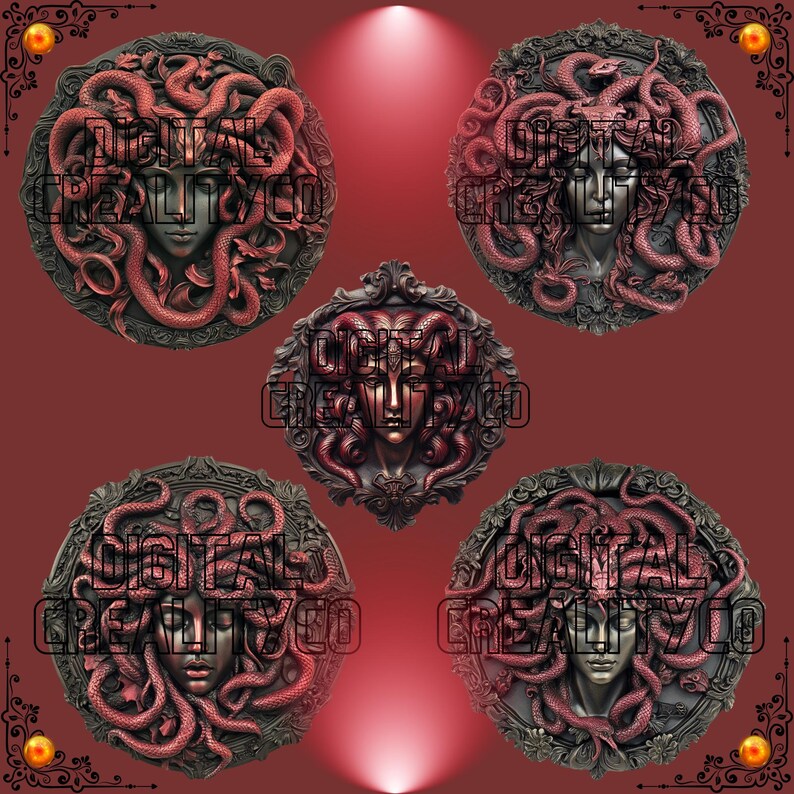 Red Gorgon Clipart Bundle Fire of Greece Edition! - Etsy