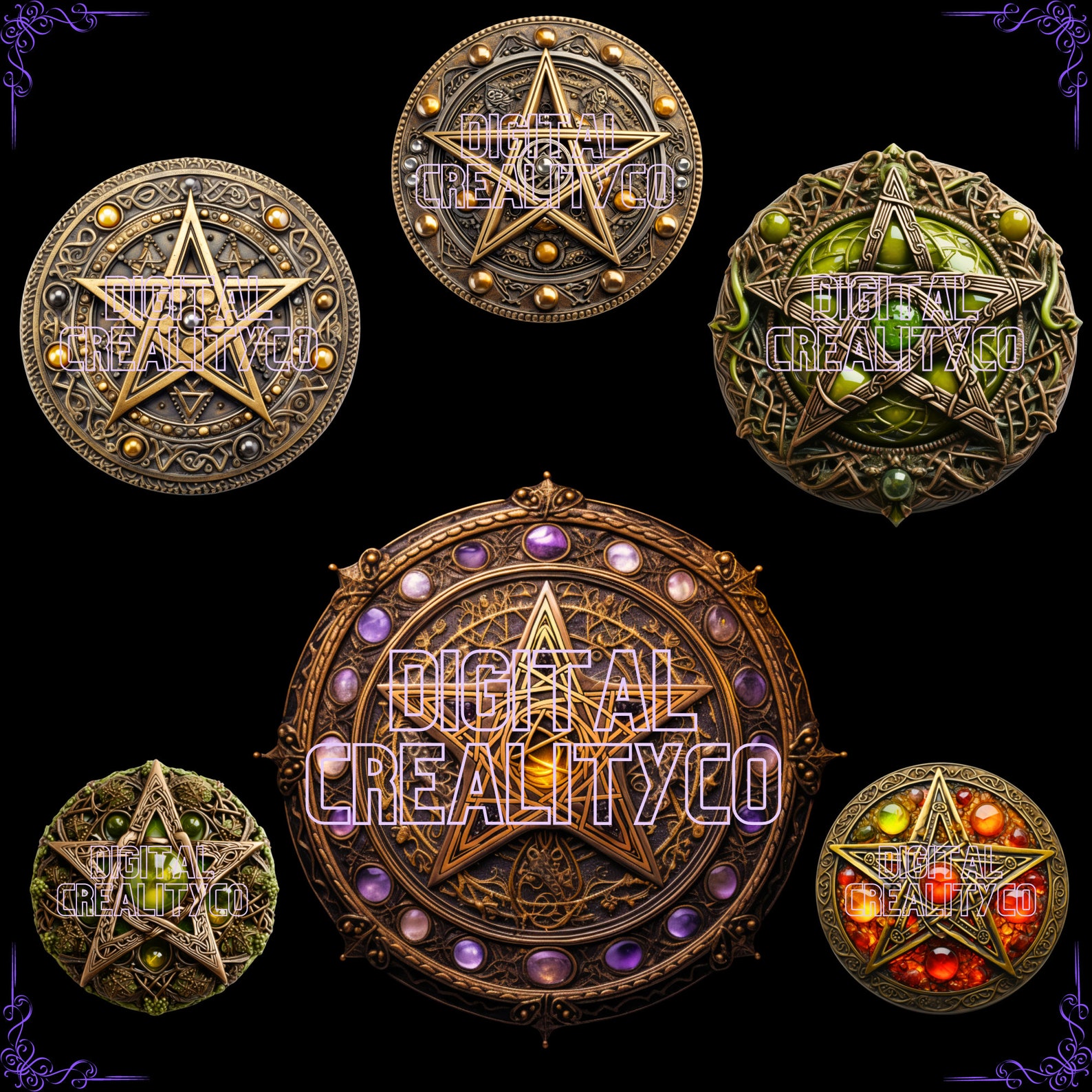 Witchcraft Pentacle Clipart Bundle Bronze Edition - Etsy