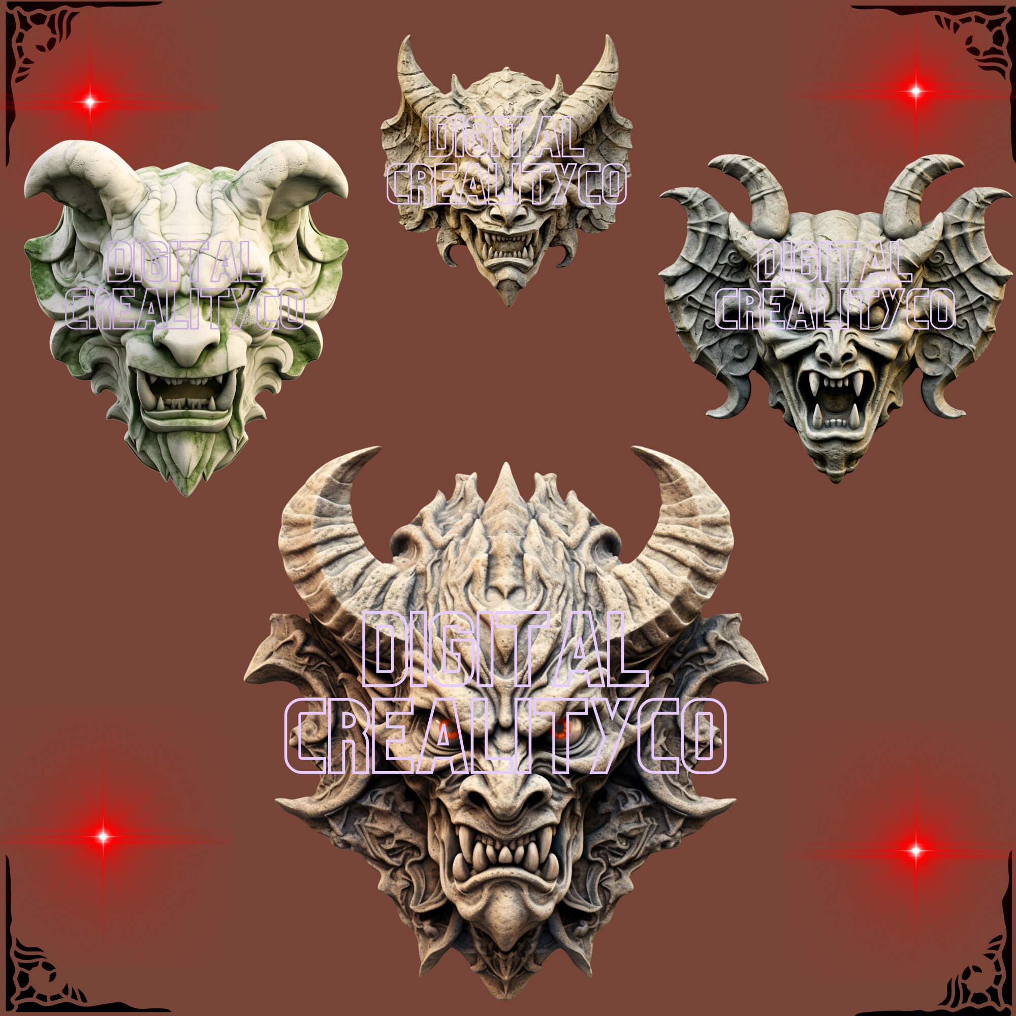Infernal Gargoyle Head Clipart Bundle! Stone Legion Edition - Etsy