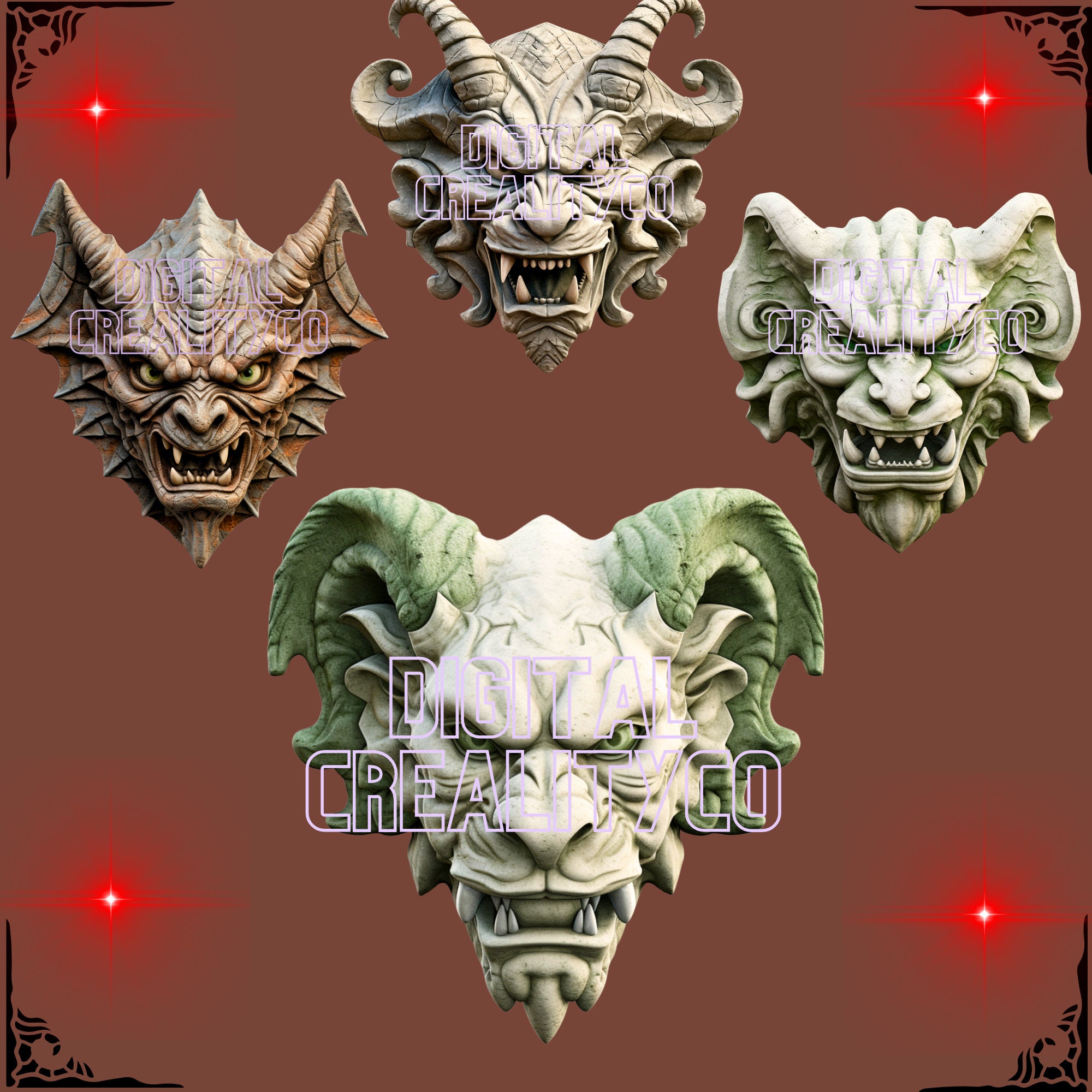 Infernal Gargoyle Head Clipart Bundle! Stone Legion Edition - Etsy