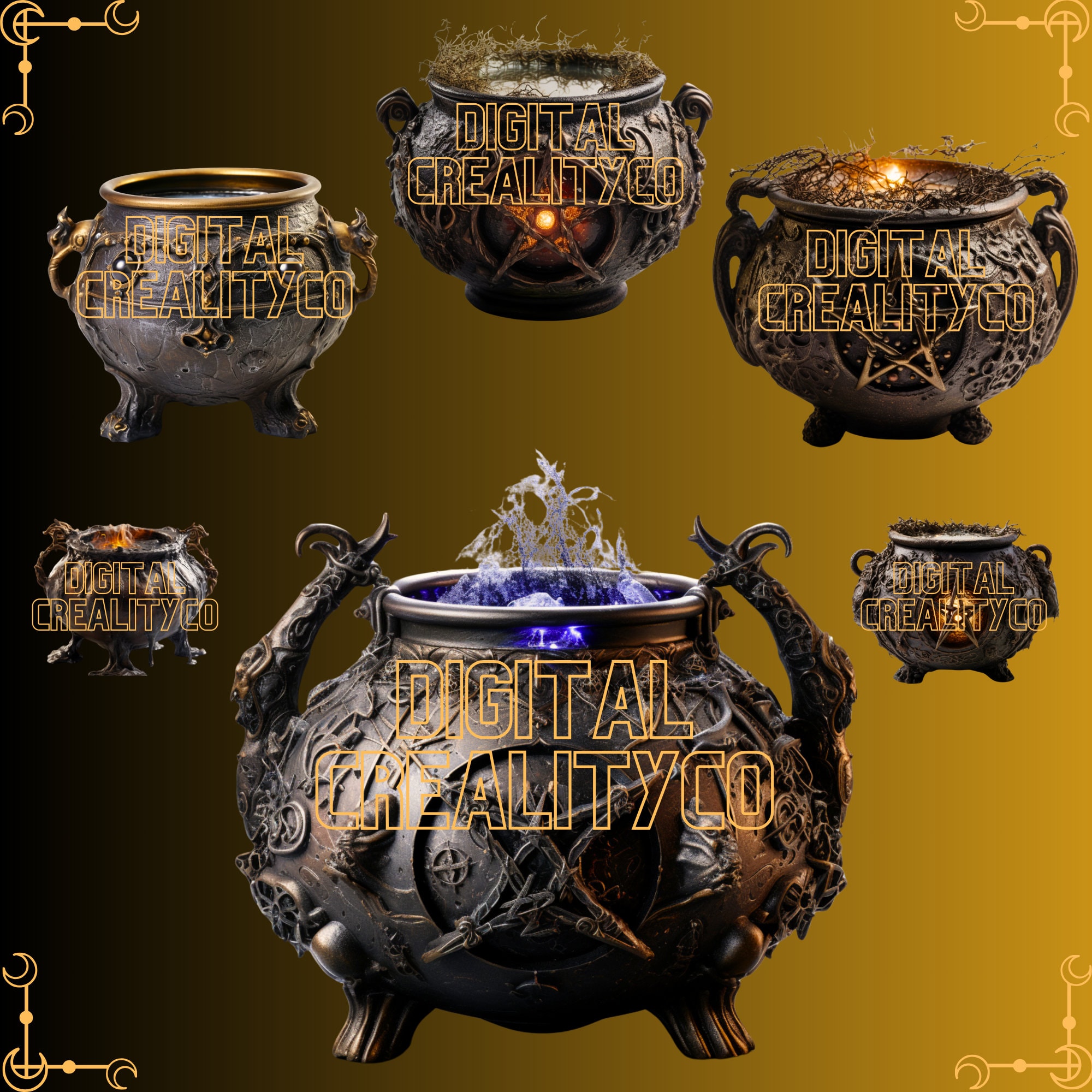 Antique Witchcraft Cauldron Bundle! Pentacle Edition - Etsy