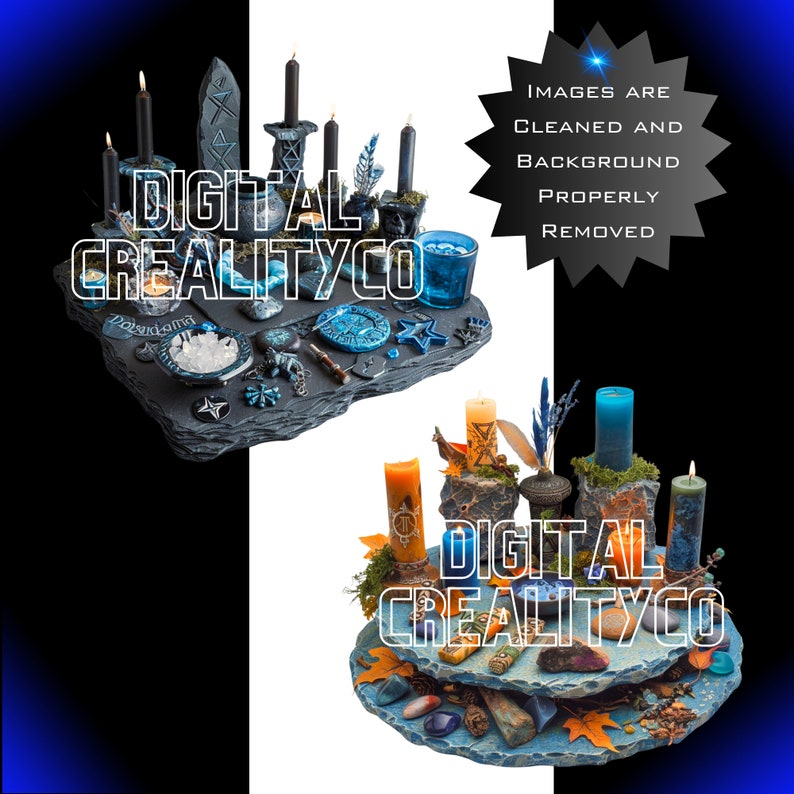 Elemental Witchcraft Altar Clipart Bundle Black Stoned Edition - Etsy