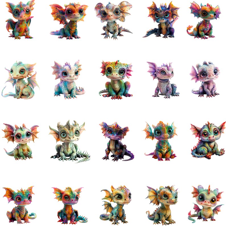 Glimmer Baby Dragon Clipart Bundle Fantasy Edition - Etsy