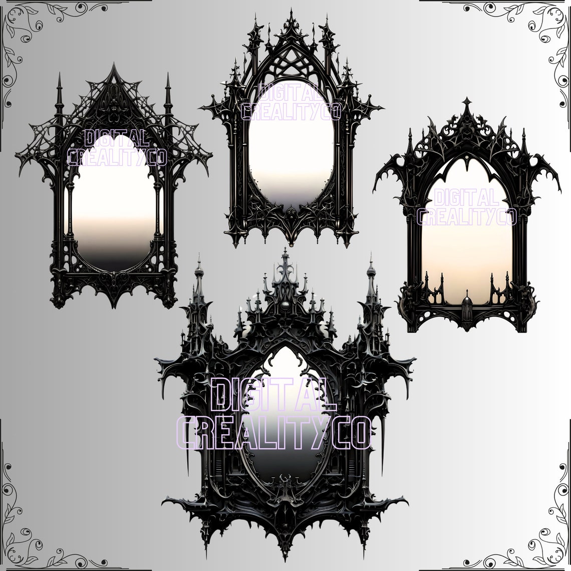 Black Gothic Mirrors Darkness Edition Bundle Digital PNG Files - Etsy
