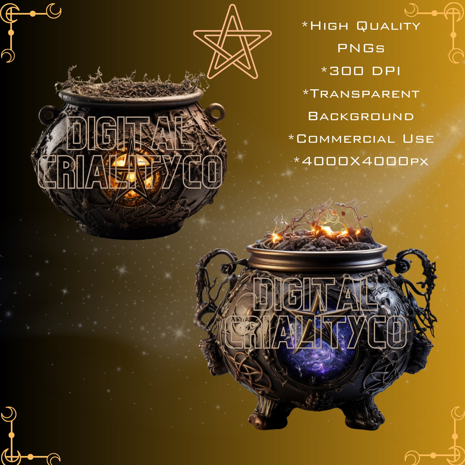 Antique Witchcraft Cauldron Bundle! Pentacle Edition - Etsy