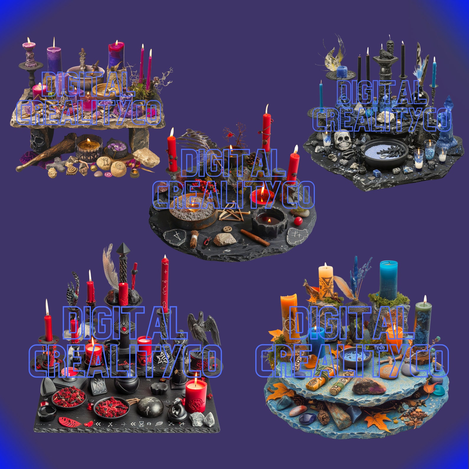Elemental Witchcraft Altar Clipart Bundle Black Stoned Edition - Etsy