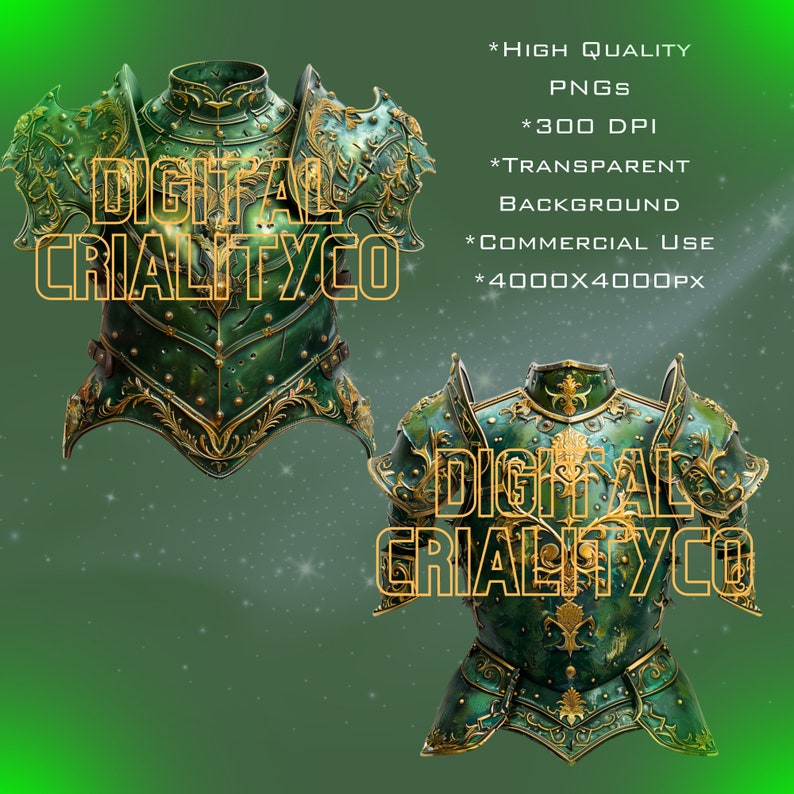 Guard of Valor Breastplate Clipart Bundle Emerald Armor Edition! - Etsy