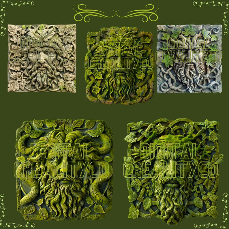 Celtic Green Man Weathered Stone Edition - Etsy