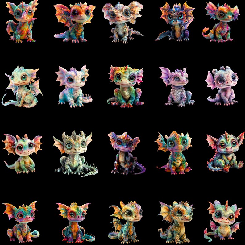 Glimmer Baby Dragon Clipart Bundle Fantasy Edition! - Etsy