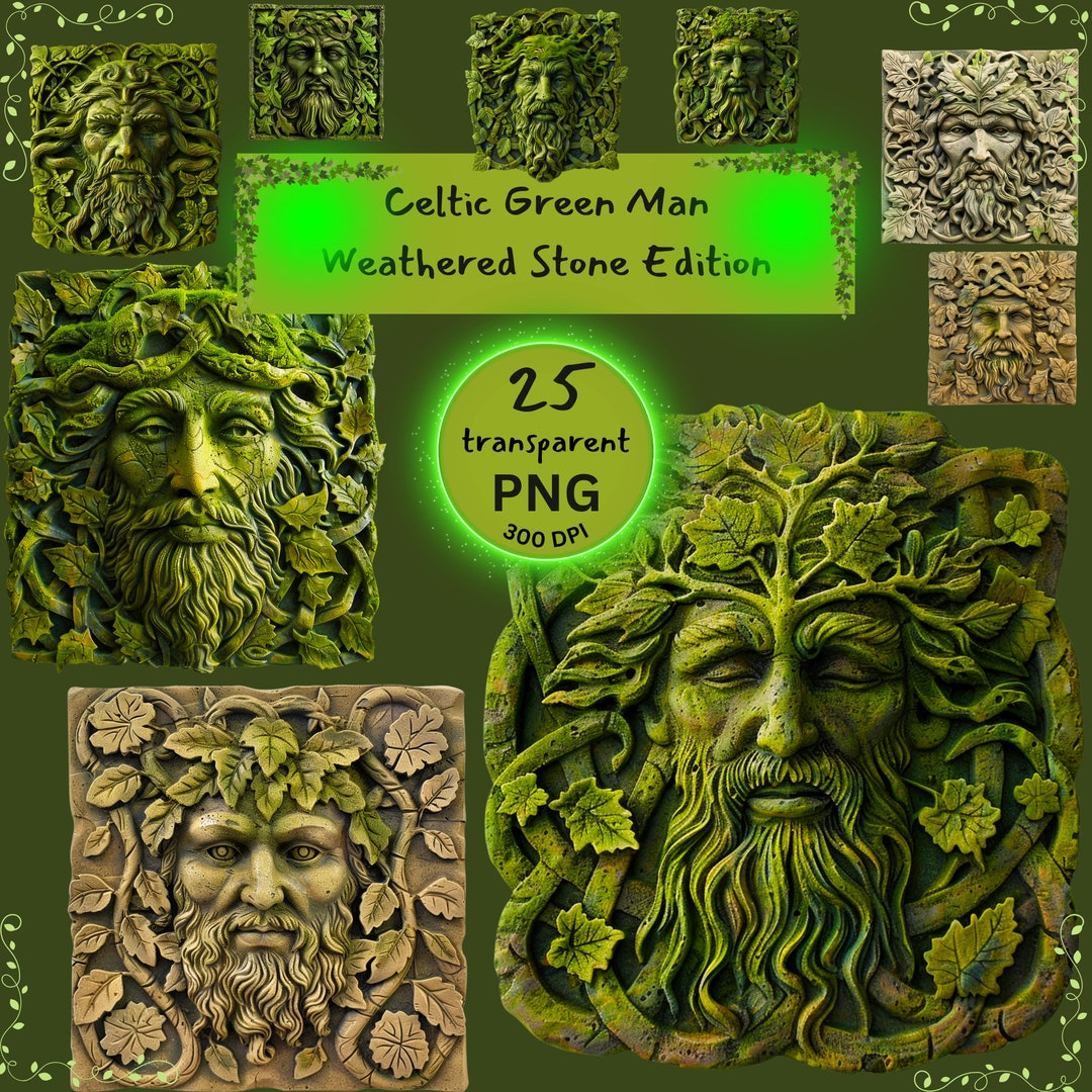 Celtic Green Man Weathered Stone Edition - Etsy