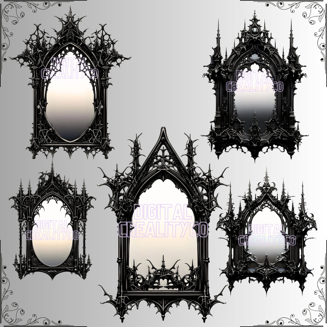 Black Gothic Mirrors Darkness Edition Bundle Digital PNG Files - Etsy