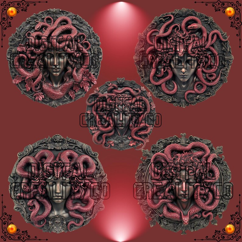 Red Gorgon Clipart Bundle Fire of Greece Edition! - Etsy