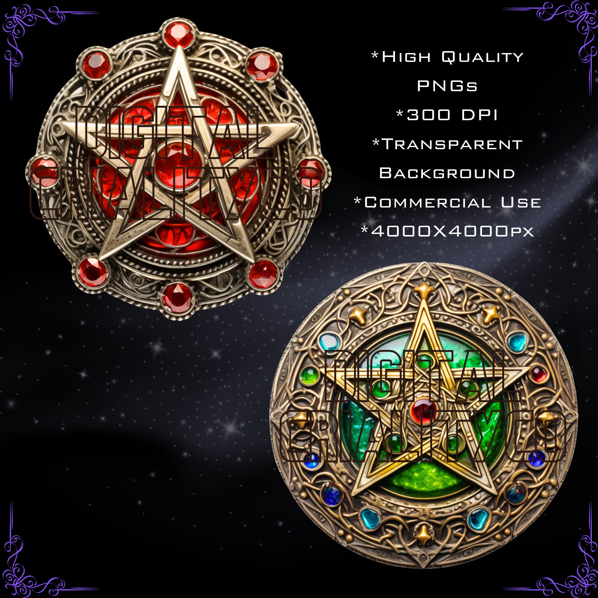 Witchcraft Pentacle Clipart Bundle Bronze Edition - Etsy