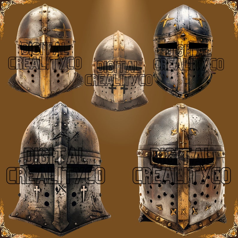 Knight Templar Helmet Clipart Bundle 13 Century Crusader Edition! - Etsy