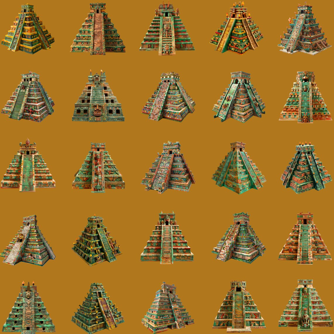 Aztec Mexican Pyramid Clipart Bundle Santa Cecilia Edition - Etsy