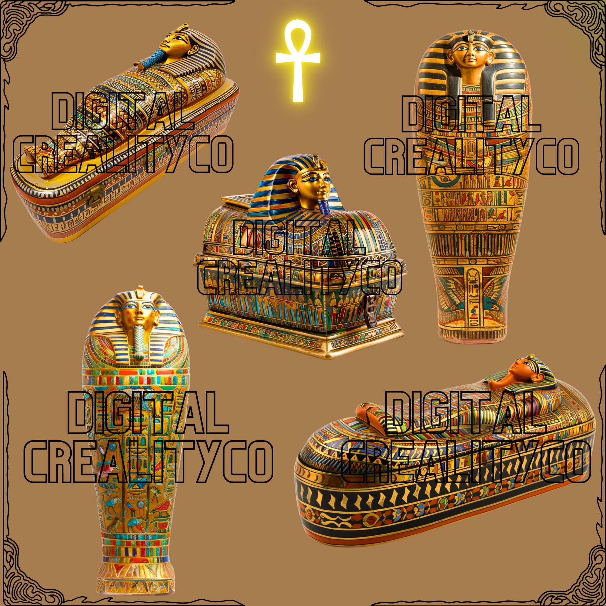 Egyptian Sarcophagus Clipart Bundle King Tut's Edition - Etsy