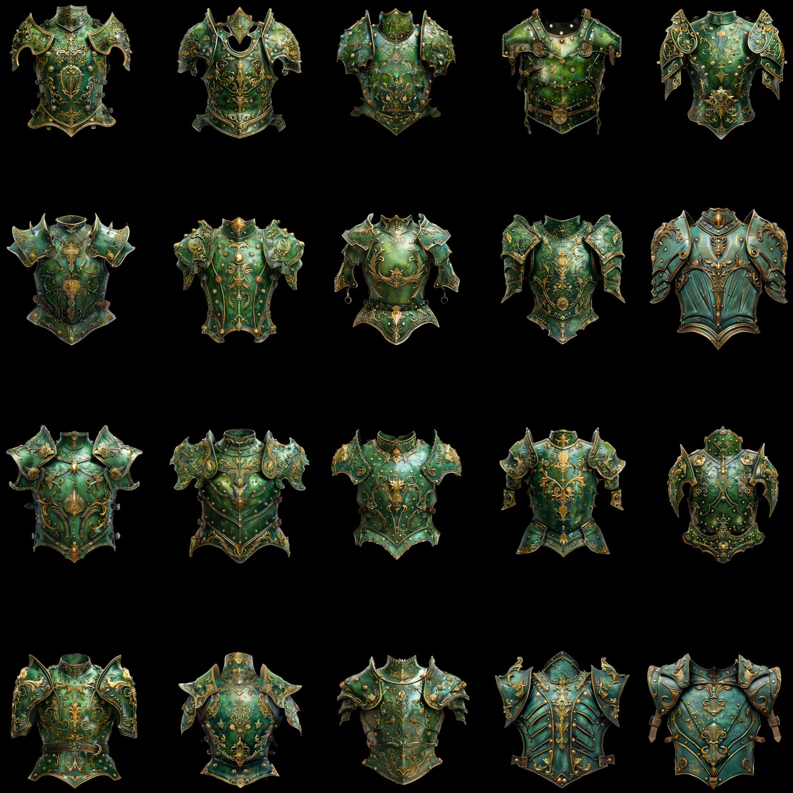 Guard of Valor Breastplate Clipart Bundle Emerald Armor Edition! - Etsy