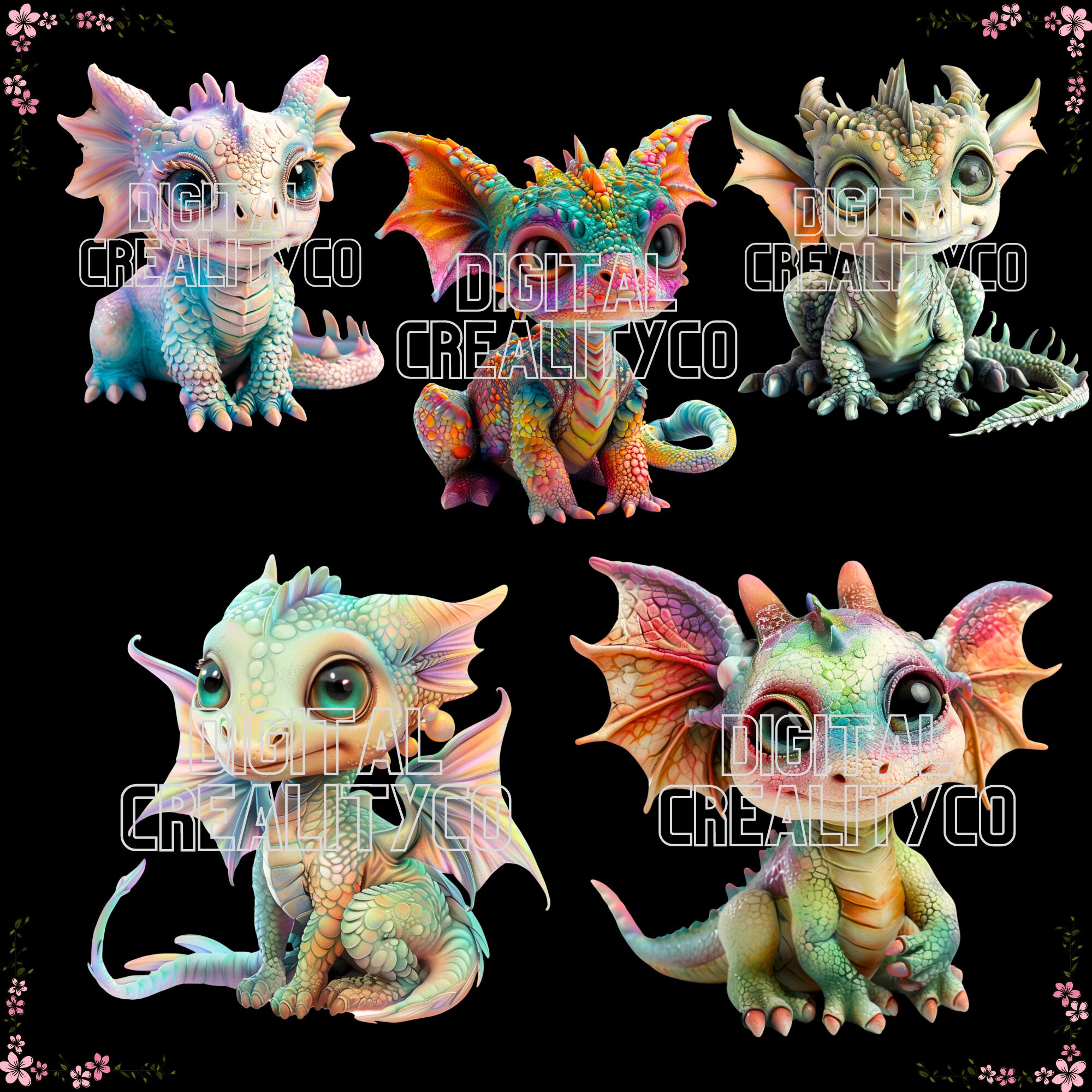 Glimmer Baby Dragon Clipart Bundle Fantasy Edition! - Etsy