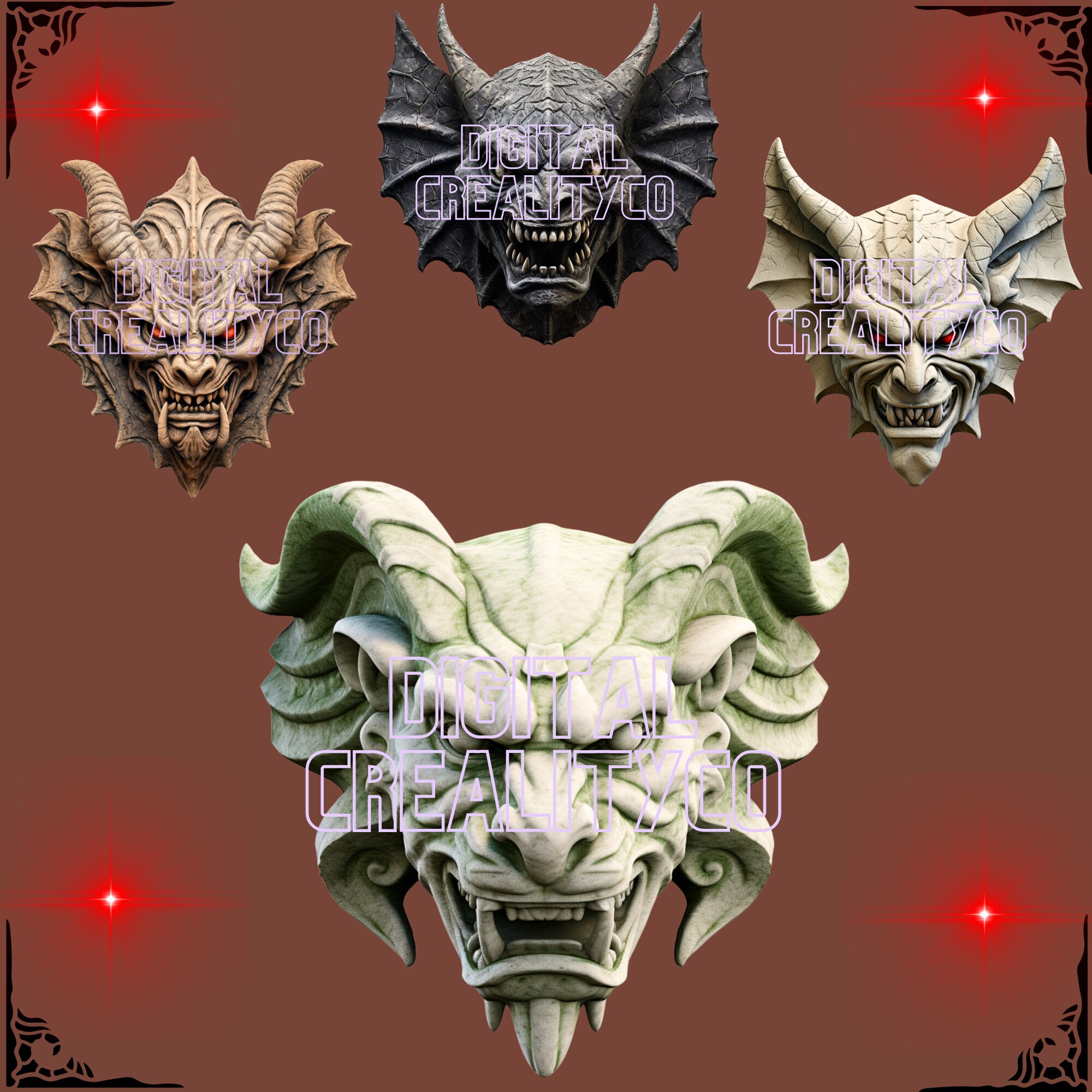Infernal Gargoyle Head Clipart Bundle! Stone Legion Edition - Etsy