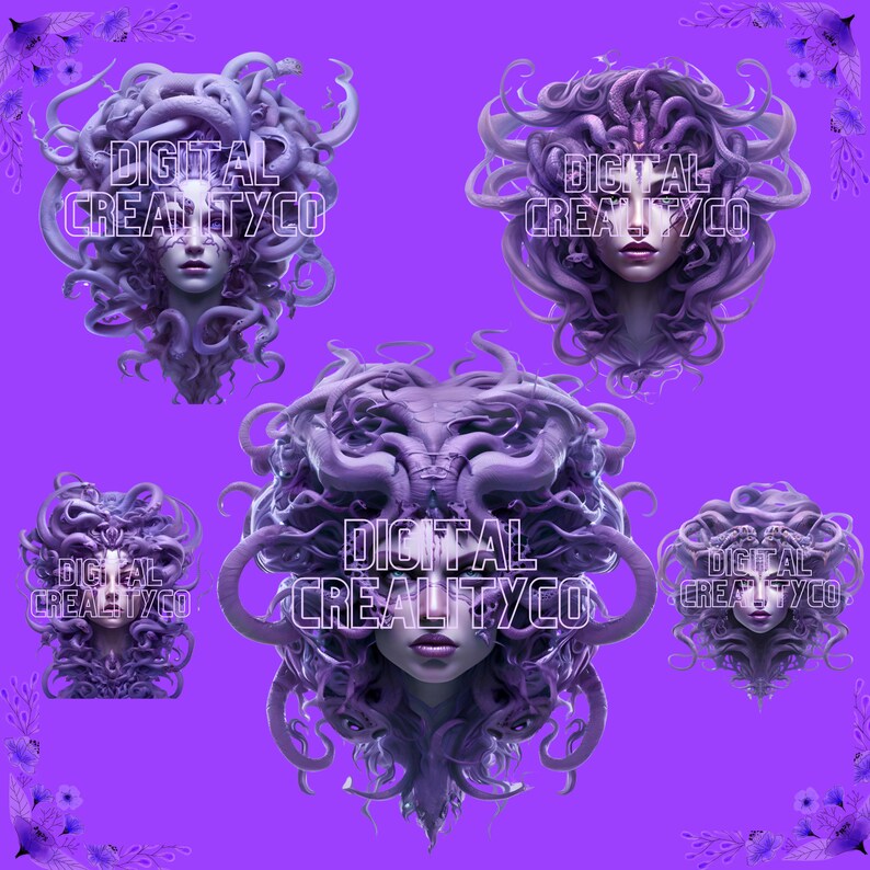 Greek Mythology Purple Medusa Gorgon Bundle 20 PNG Files - Etsy