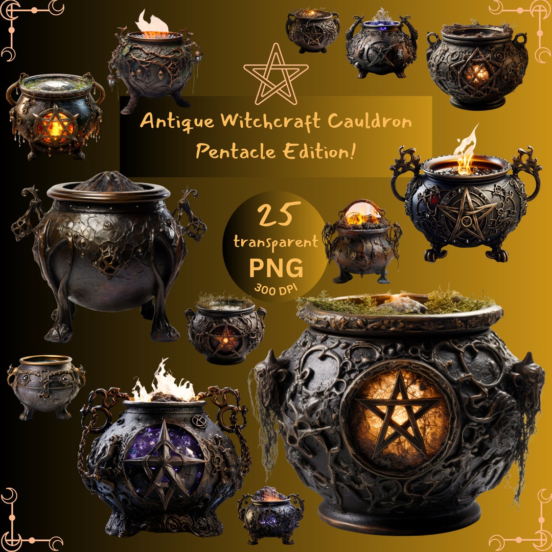 Antique Witchcraft Cauldron Bundle! Pentacle Edition - Etsy